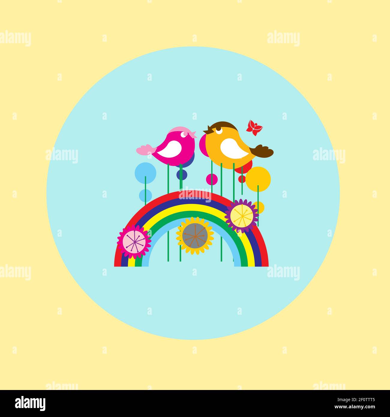 Geometric symmetrical illustration inside a circle Stock Photo - Alamy