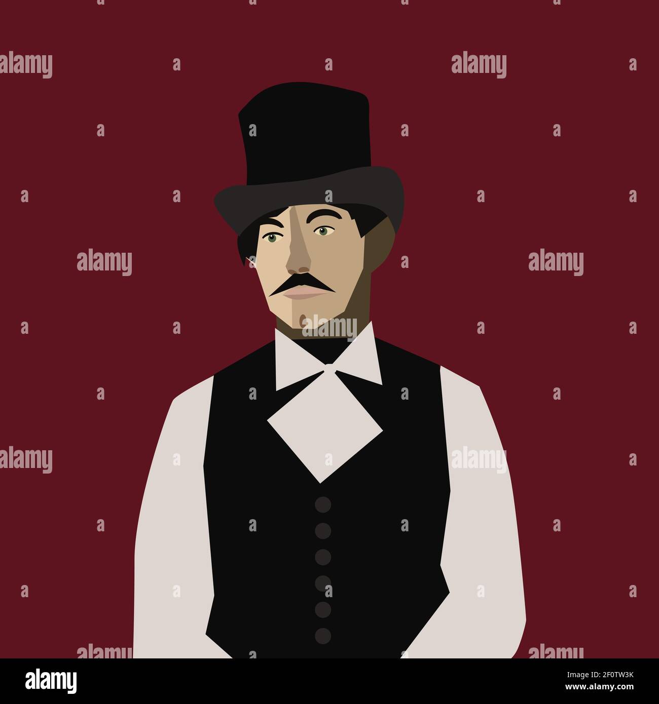 A minimalist portrait of a gentleman in a top hat Stock Photo - Alamy