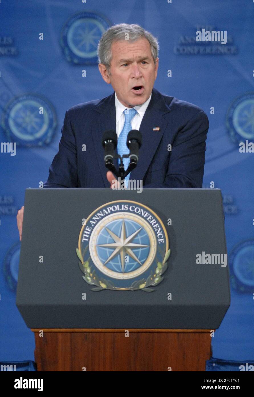 27 November 2007 - Annapolis, Maryland - U.S. President George W. Bush ...