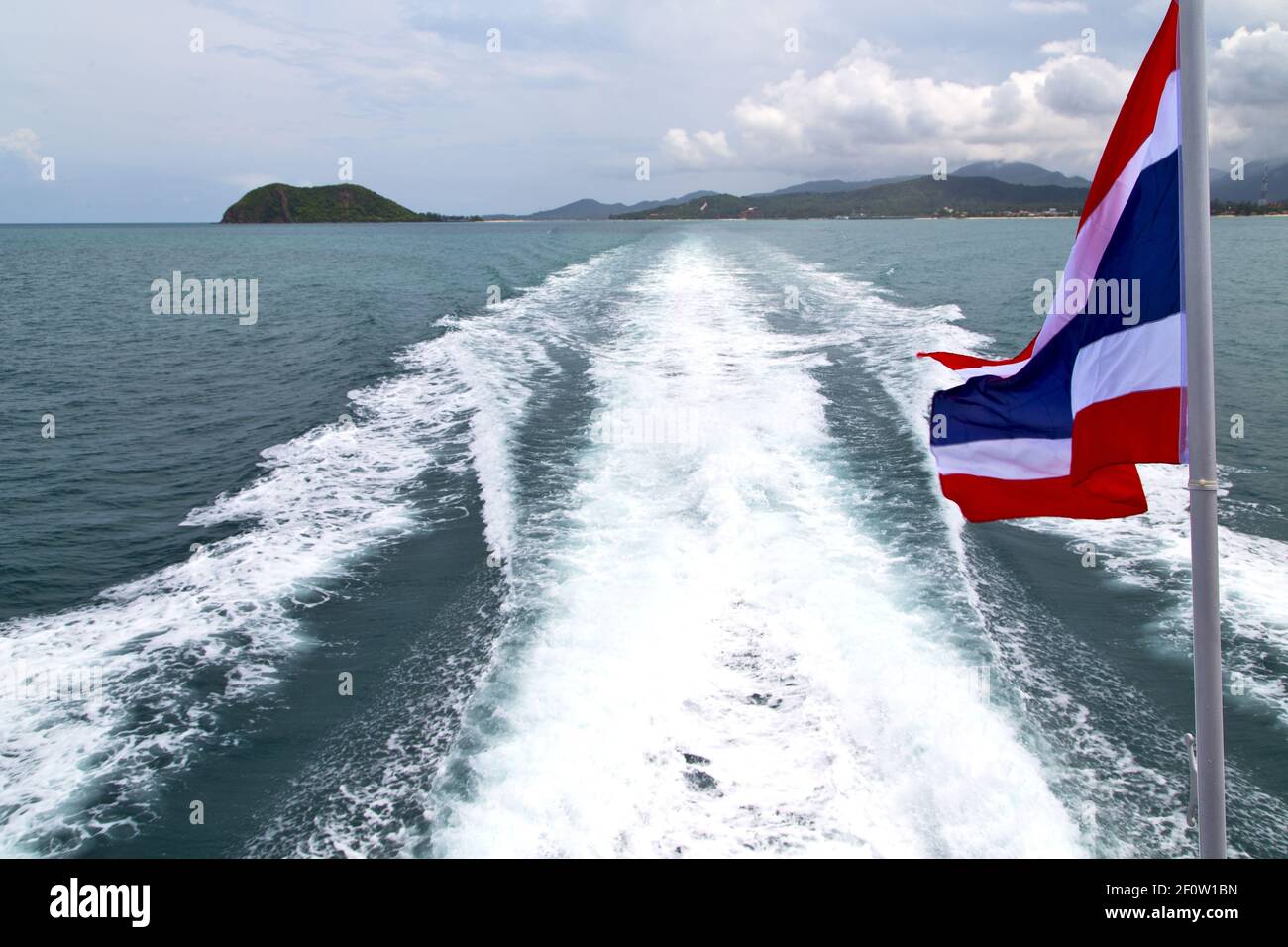 Asia myanmar kho samui bay isle waving flag Stock Photo - Alamy