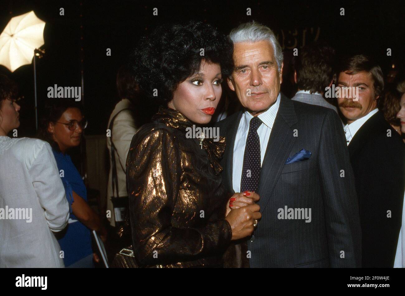 WEST LOS ANGELES, CA - APRIL 20: Diahann Carroll and John Forsythe at the "Dynasty" Fifth Season ...