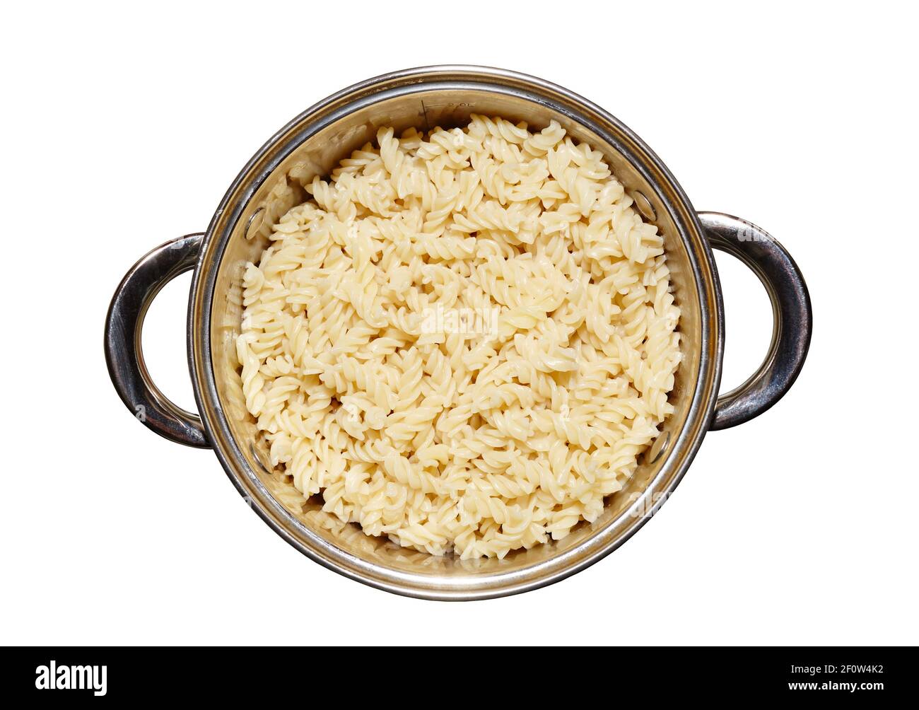 Boiled pasta in saucepan isolated on white background with clipping ...