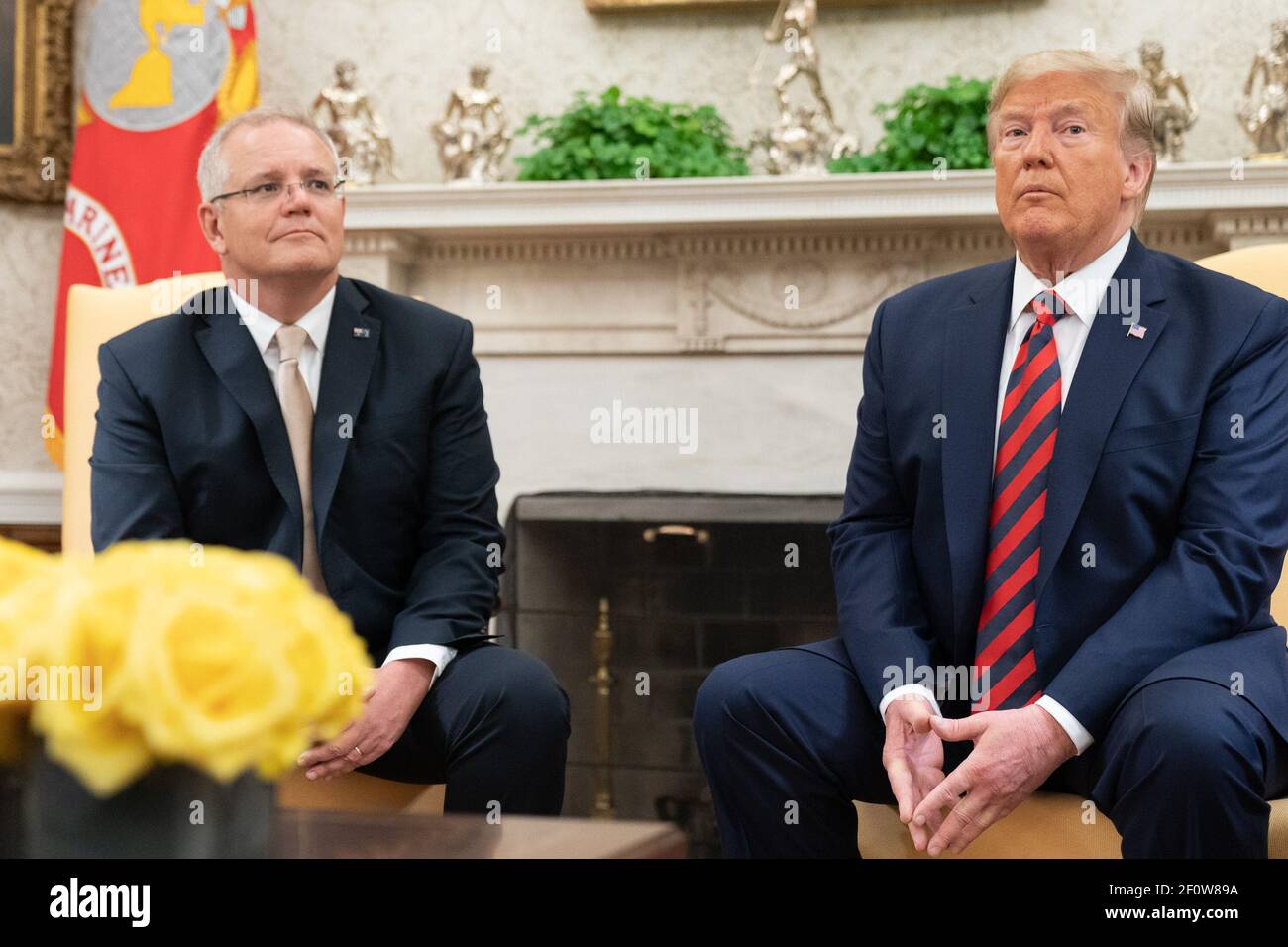 President Donald Trump participates in a bilateral meeting with ...
