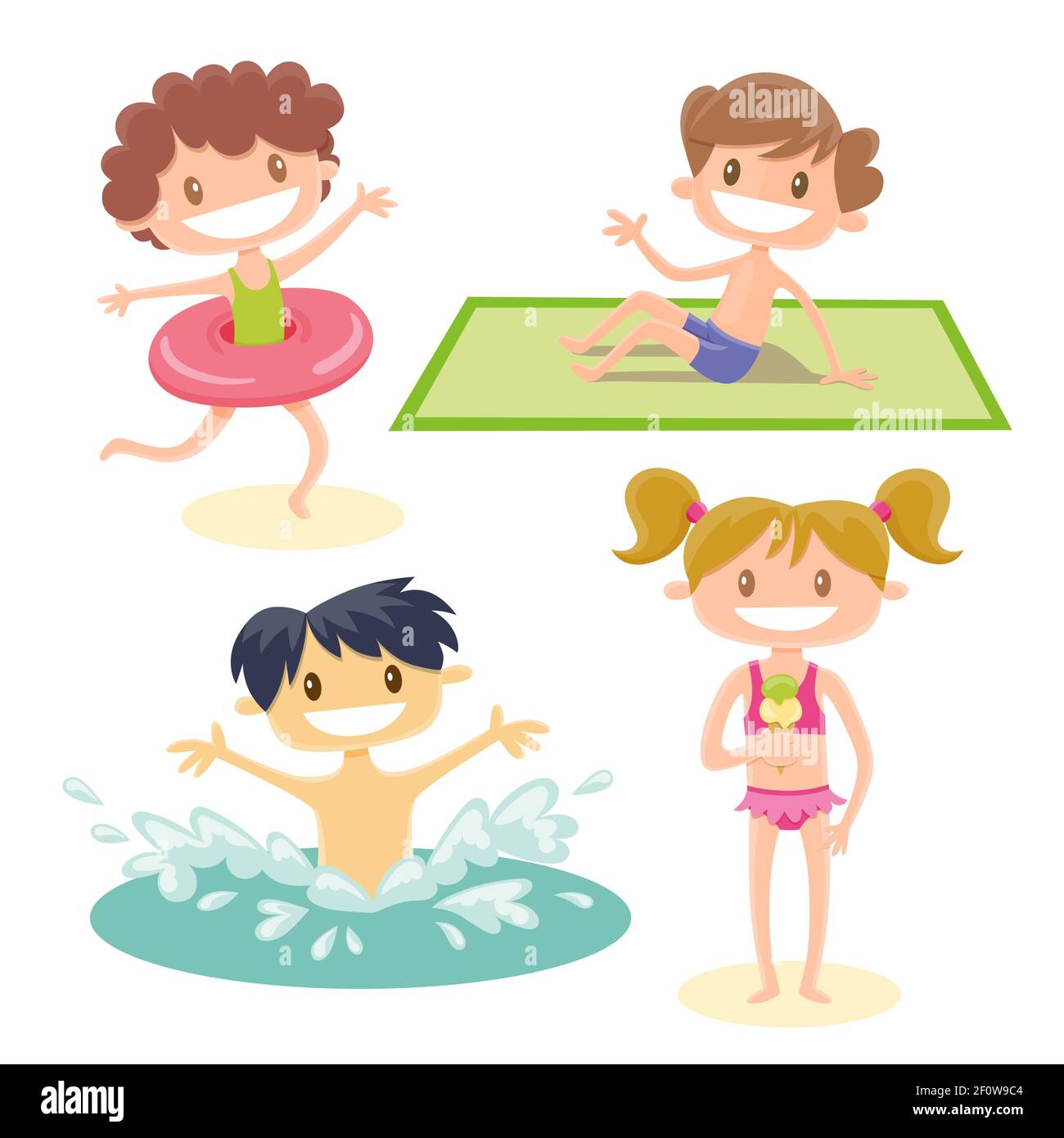 Swimming Cartoon Kids
