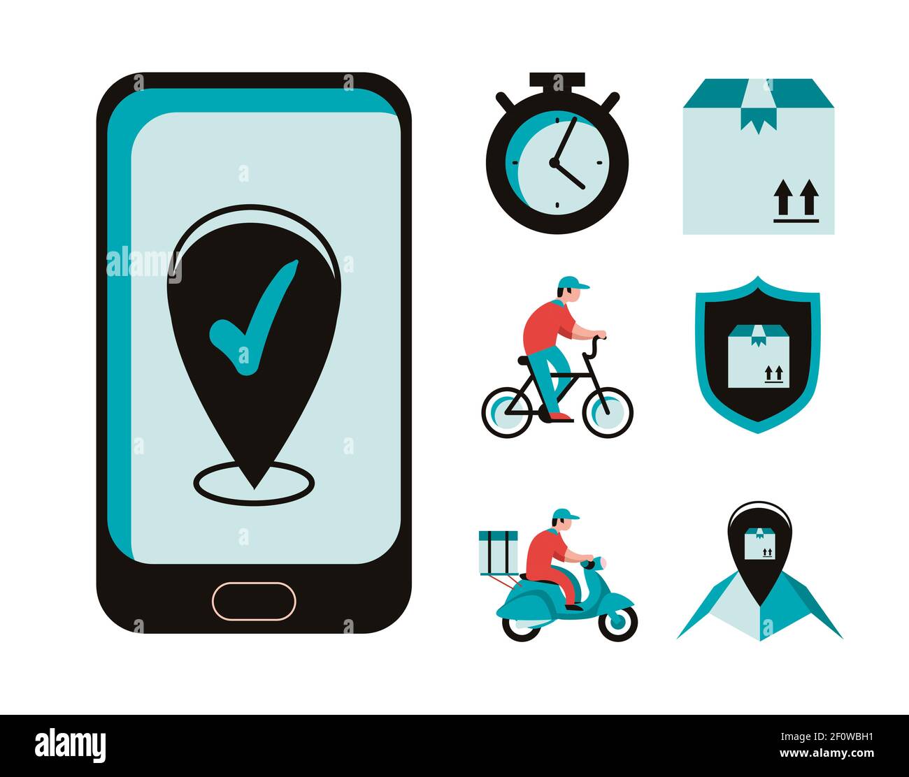 Isolated delivery smartphone and symbols Stock Vector Image & Art - Alamy