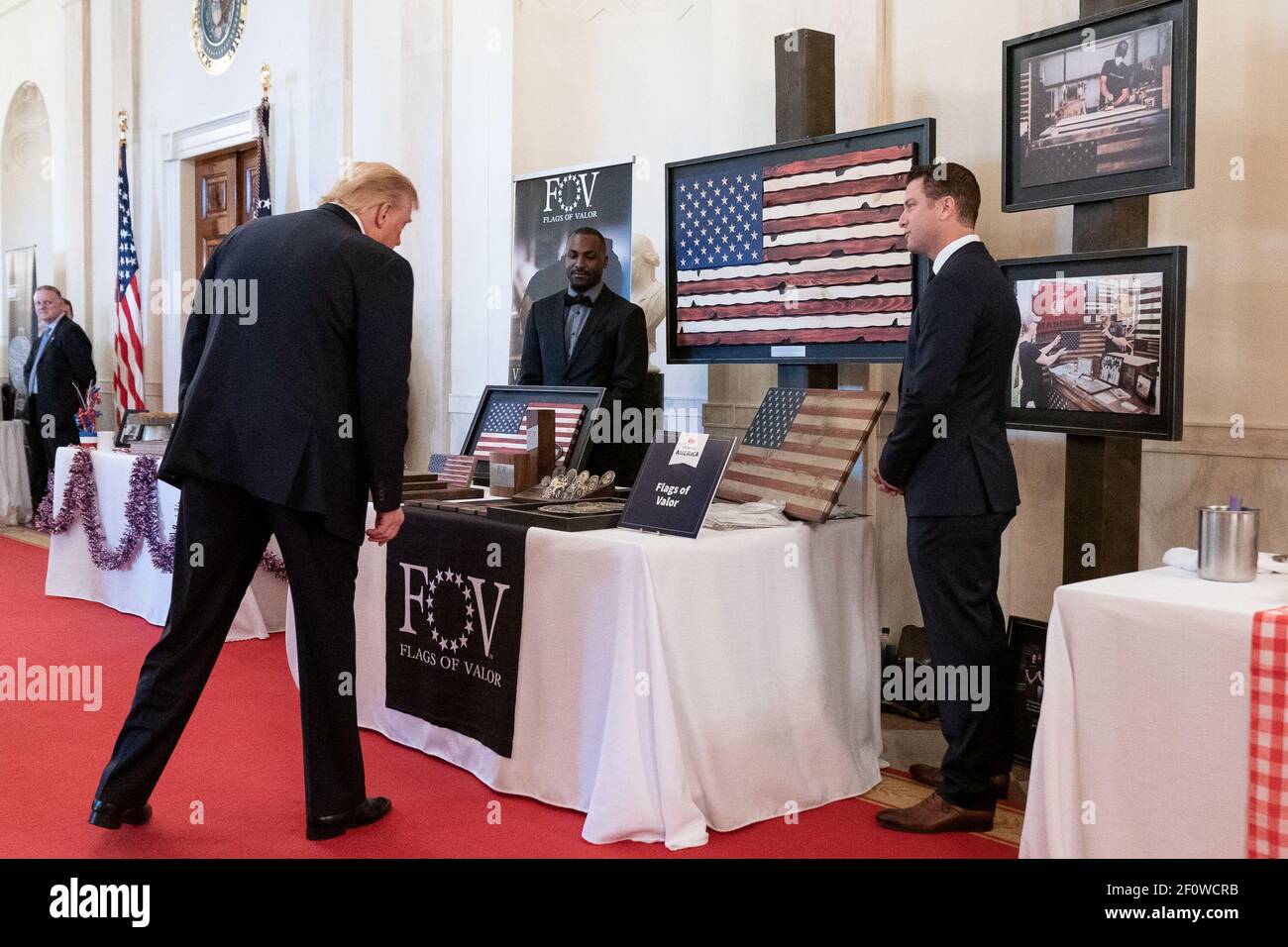 President Donald Trump participates in a tour of the Spirit of America ...