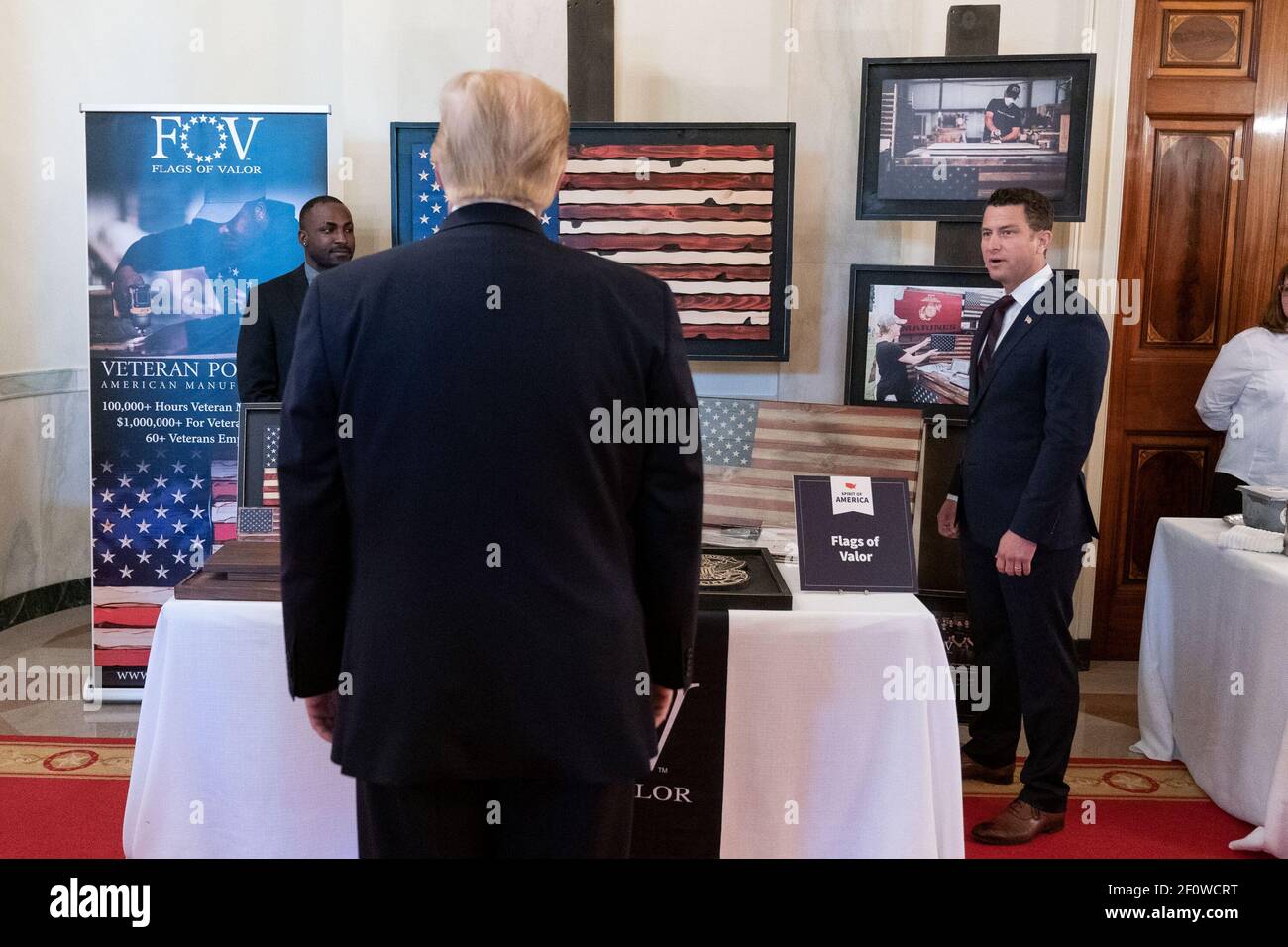 President Donald Trump participates in a tour of the Spirit of America ...
