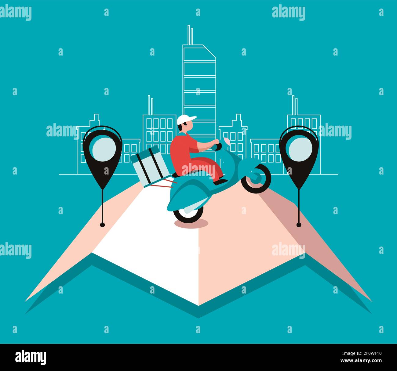 Delivery logistics man on motorcycle Stock Vector Image & Art - Alamy
