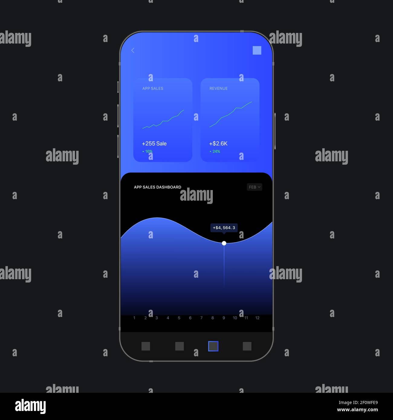 Analytics App. Sales Dashboard Graph UI Screen Concept. Vector ...