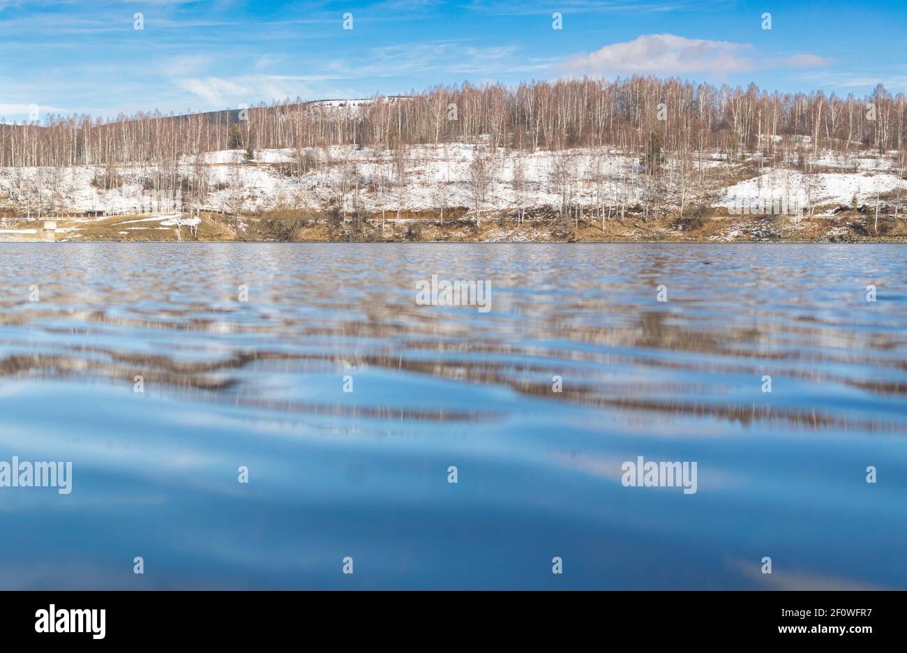 Vlasina lake in southeast Serbia , on nice, sunny winter day. Landscape ...