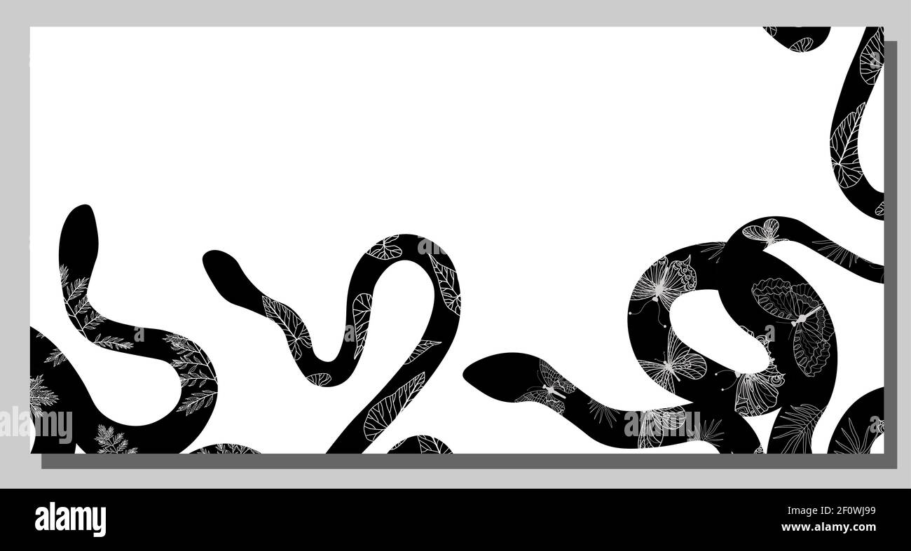 SNAKES. FRAME made of snakes. Vector illustration. Tropical poisonous ...