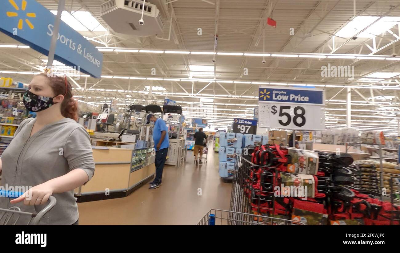 Centerville, Ga / USA - 07 25 20: Walmart customers wear face masks ...