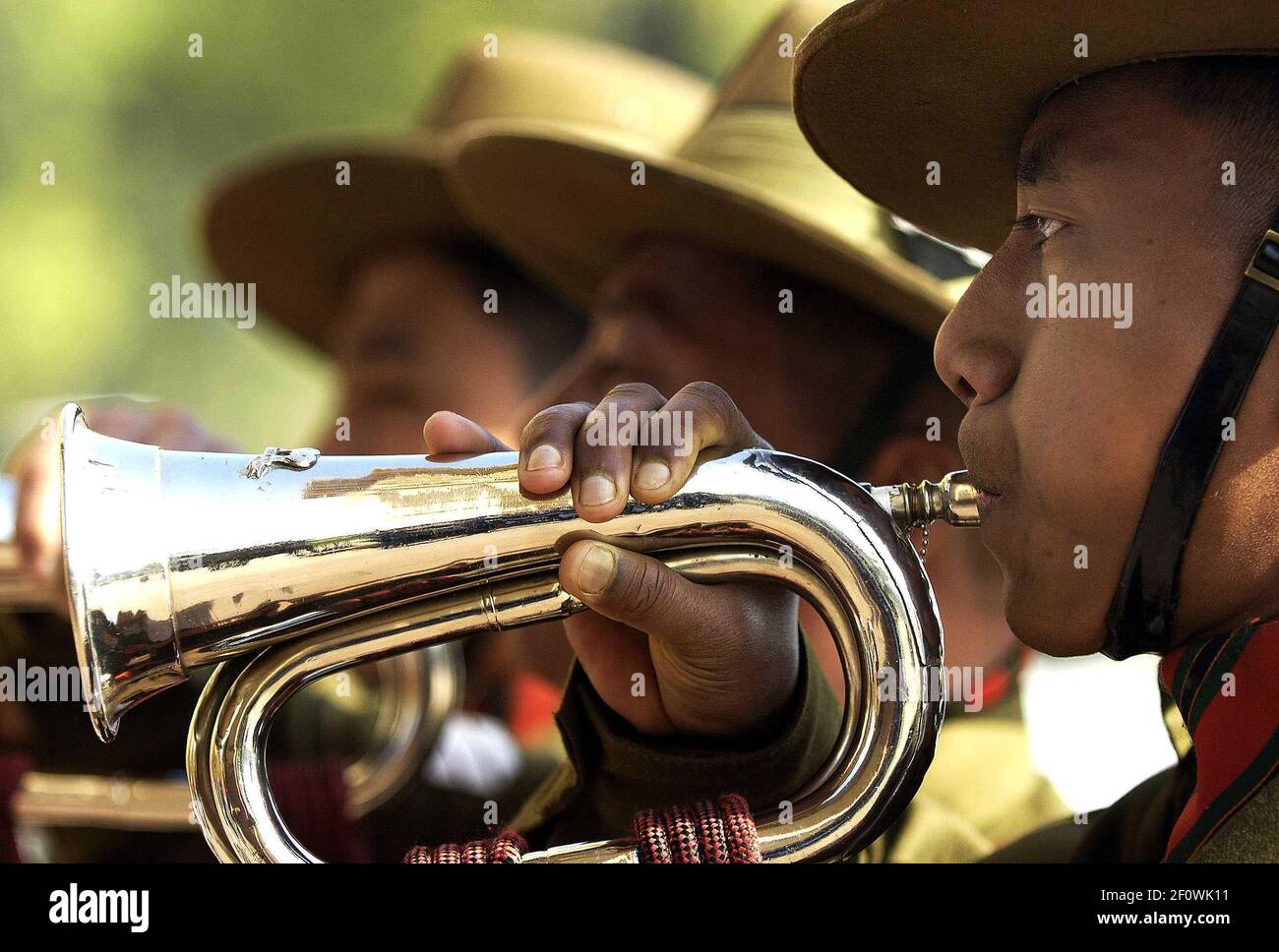 27 February 2008 - New Delhi, India - Indian Buglers stand at attention ...