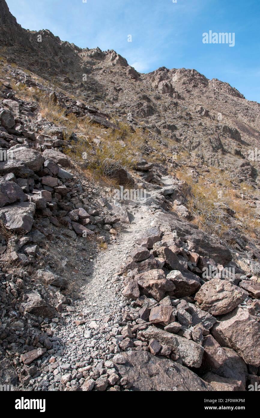 There is a hiking trail adjacent to The Racetrack in Death Valley ...
