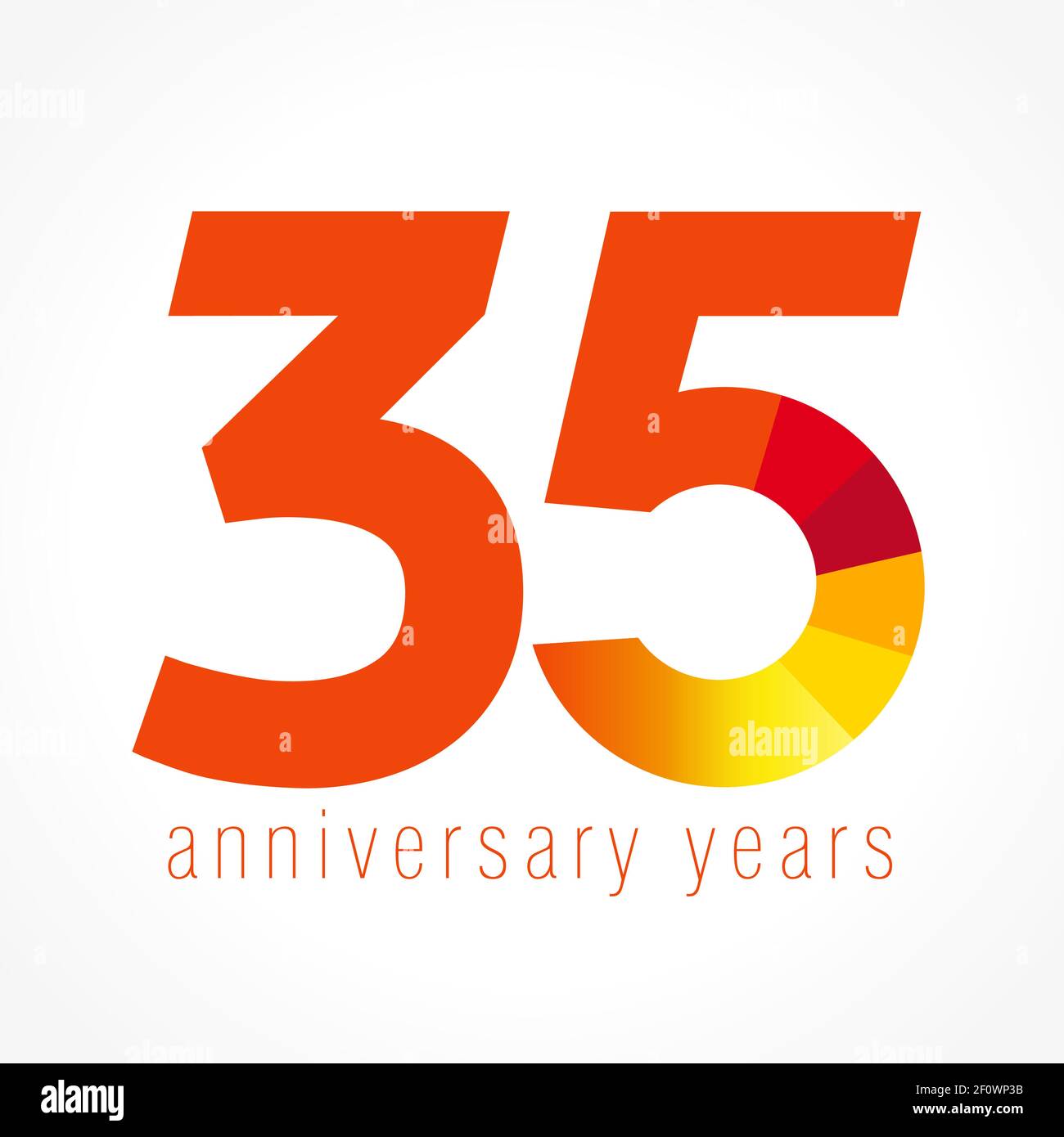 35 th anniversary numbers. 35 years old logotype. Bright congrats ...