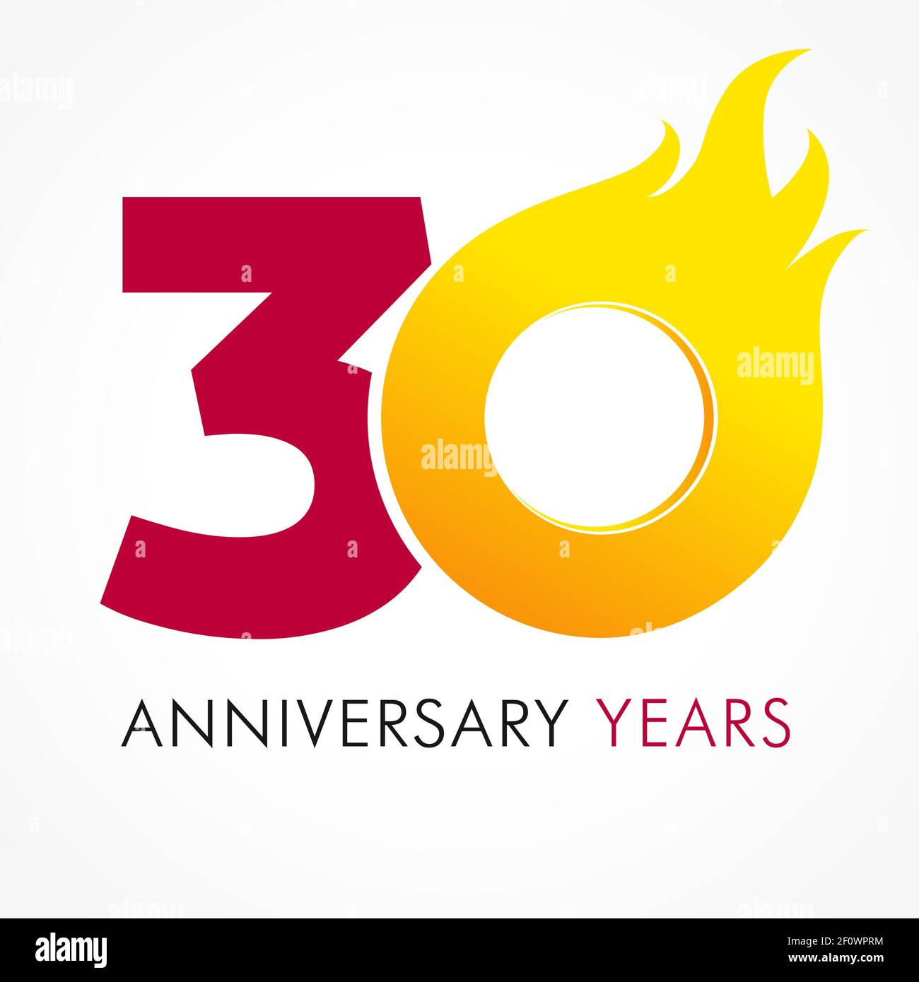30 th anniversary numbers. 30 years old logotype. Bright congrats ...