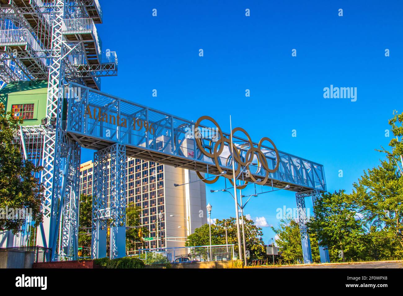 Atlanta, Ga / USA - 07 23 20: 1996 Olympic logo and symbol downtown ...