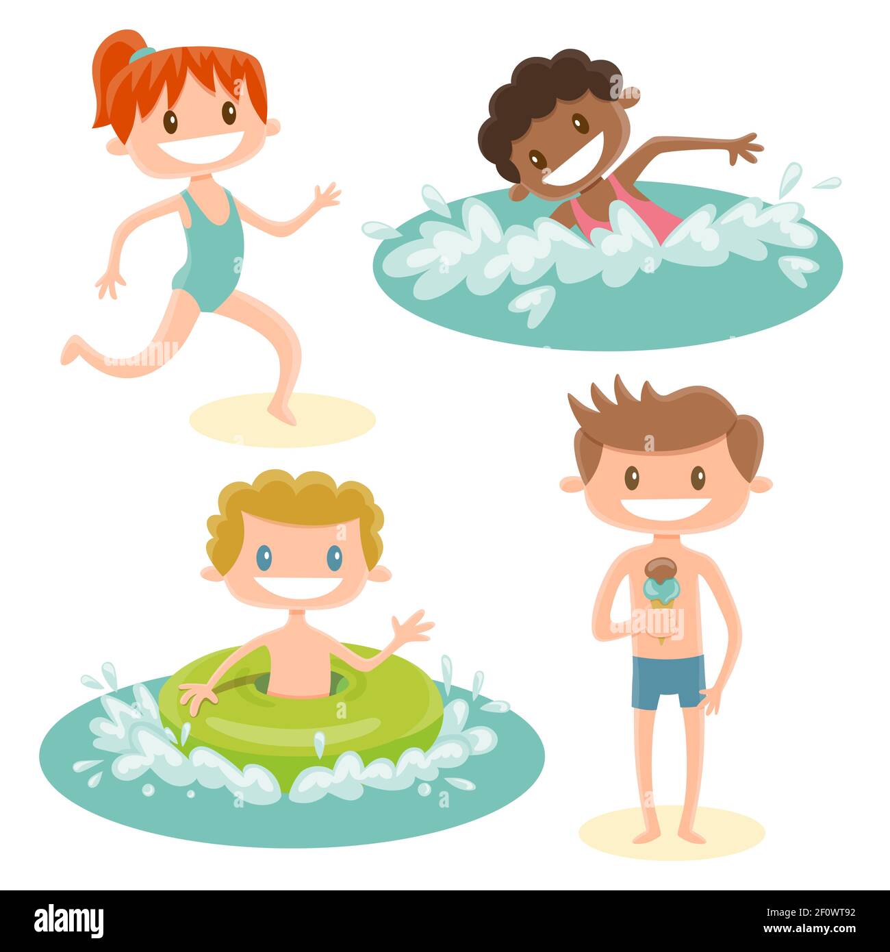 Kids Playing In Swimming Pool Stock Vector Images - Alamy