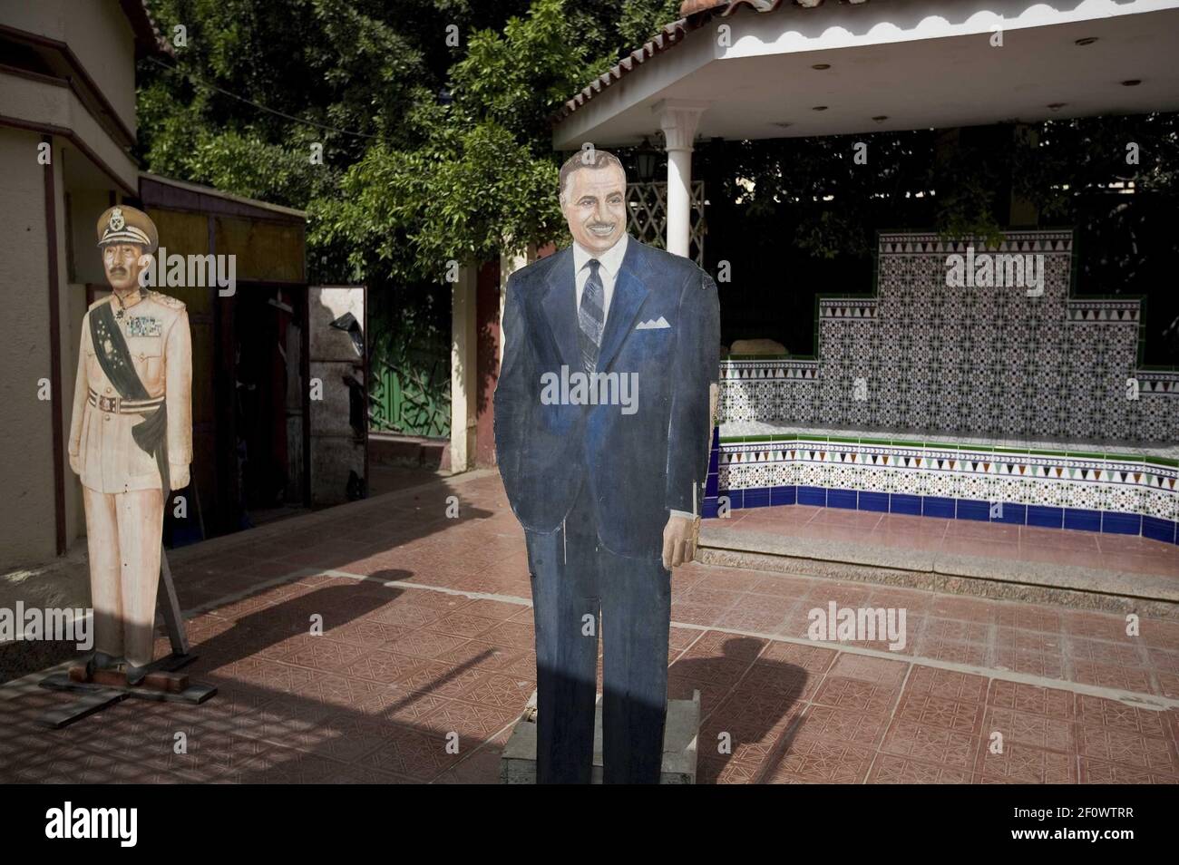 April 2008- Cairo, Egypt- Cardboard cut outs of Anwar Sadat and Gamal ...