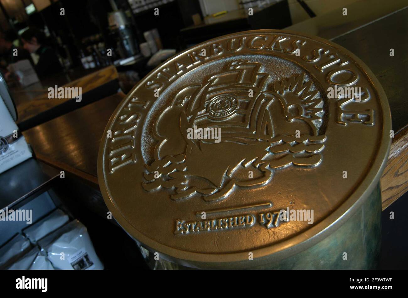 29 March 2008 - Seattle, Washington - The First Starbucks, founded in ...