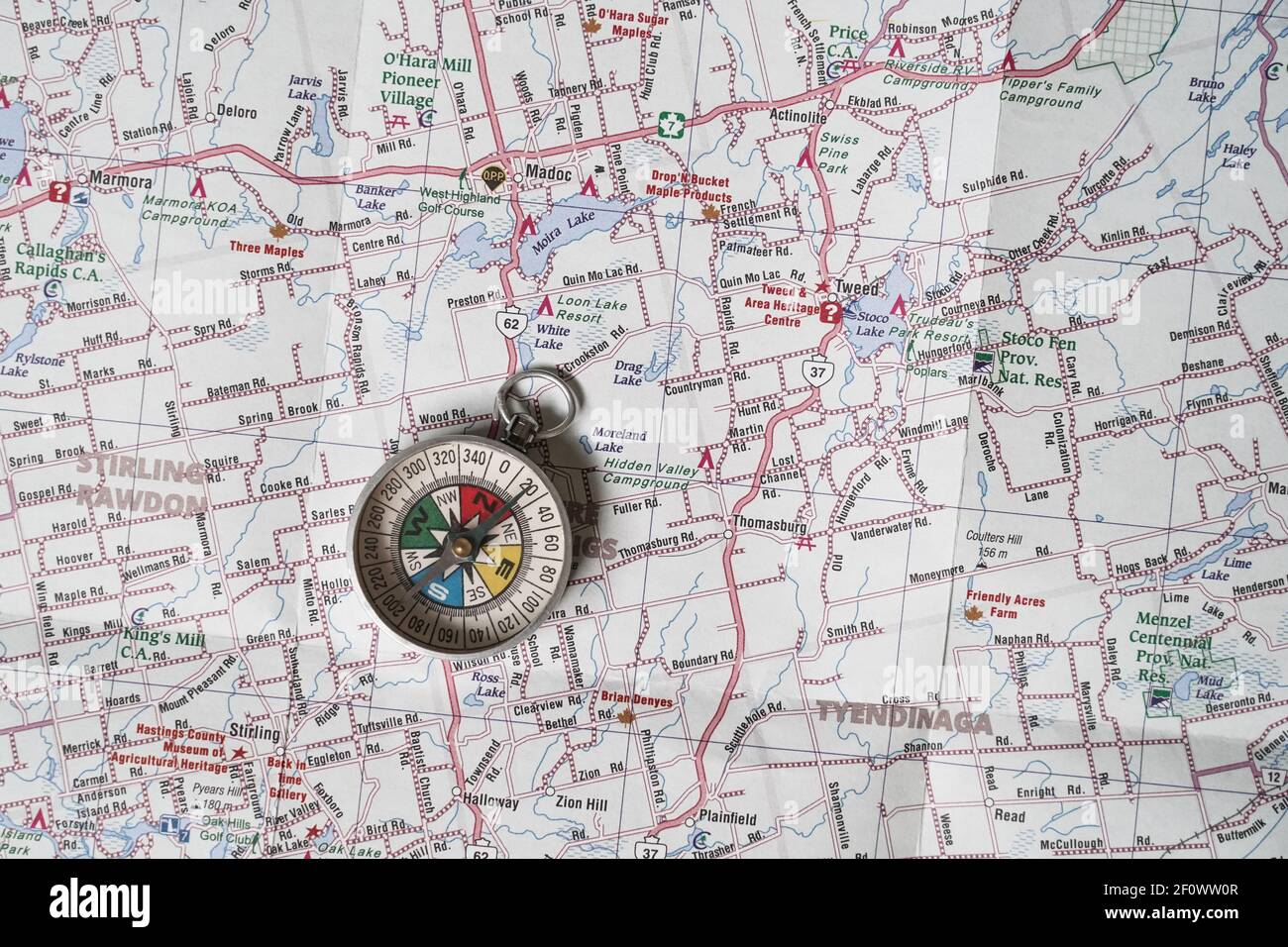 compass paper map Stock Photo - Alamy