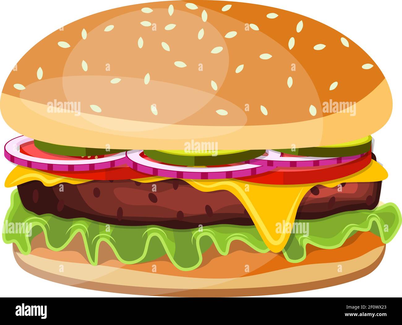 Bun bread burger hamburger icons set vector food sandwich Cut Out Stock ...
