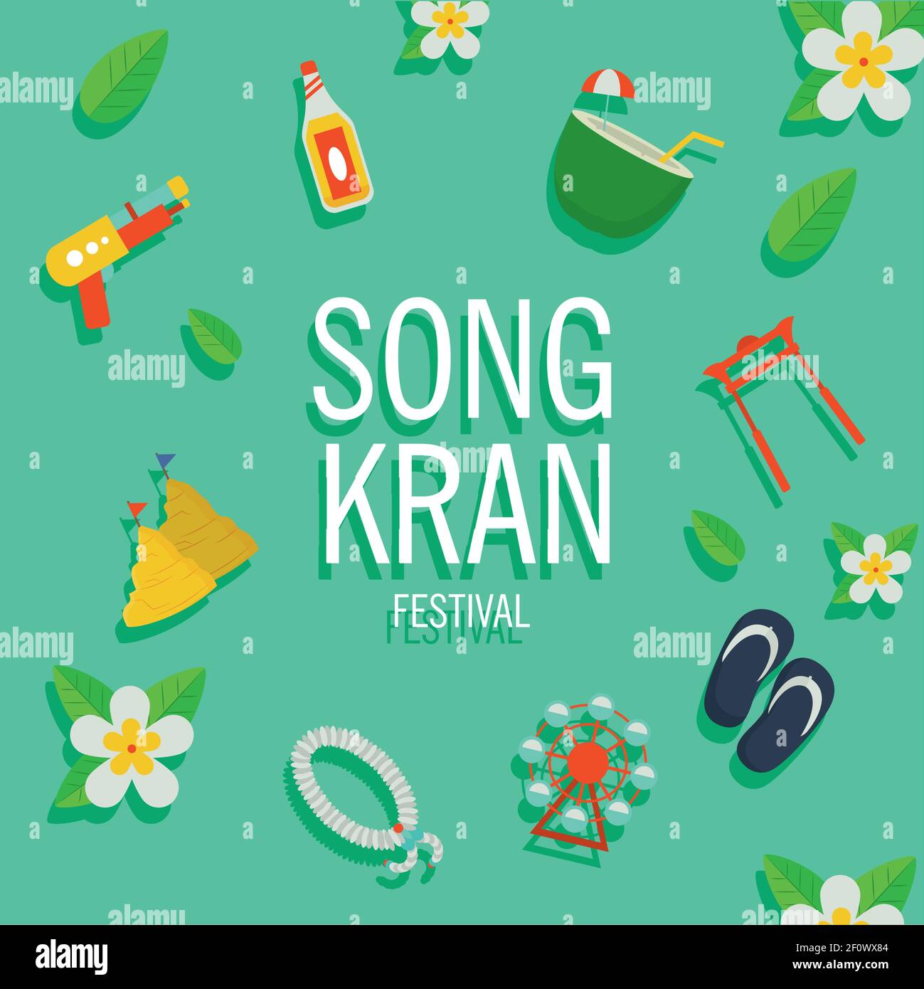 Asian songkran festival icons card Stock Vector Image & Art - Alamy