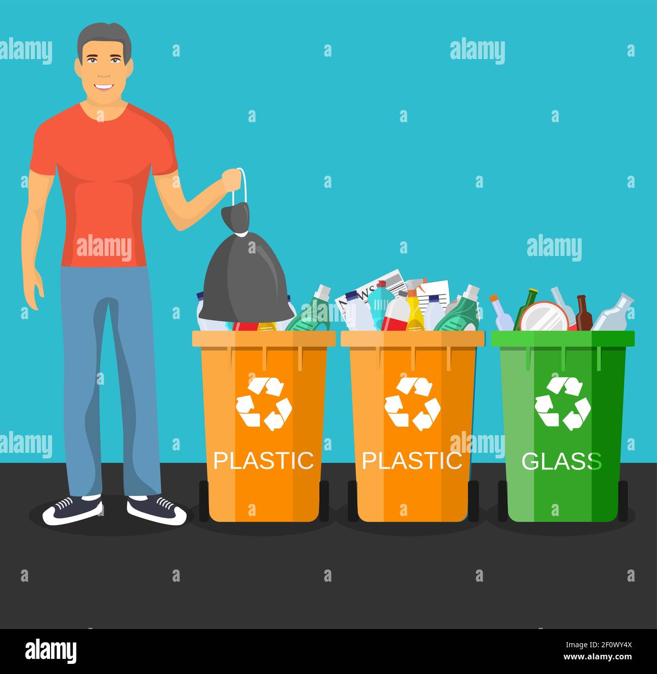 man with trash vector illustration Stock Vector Image & Art - Alamy