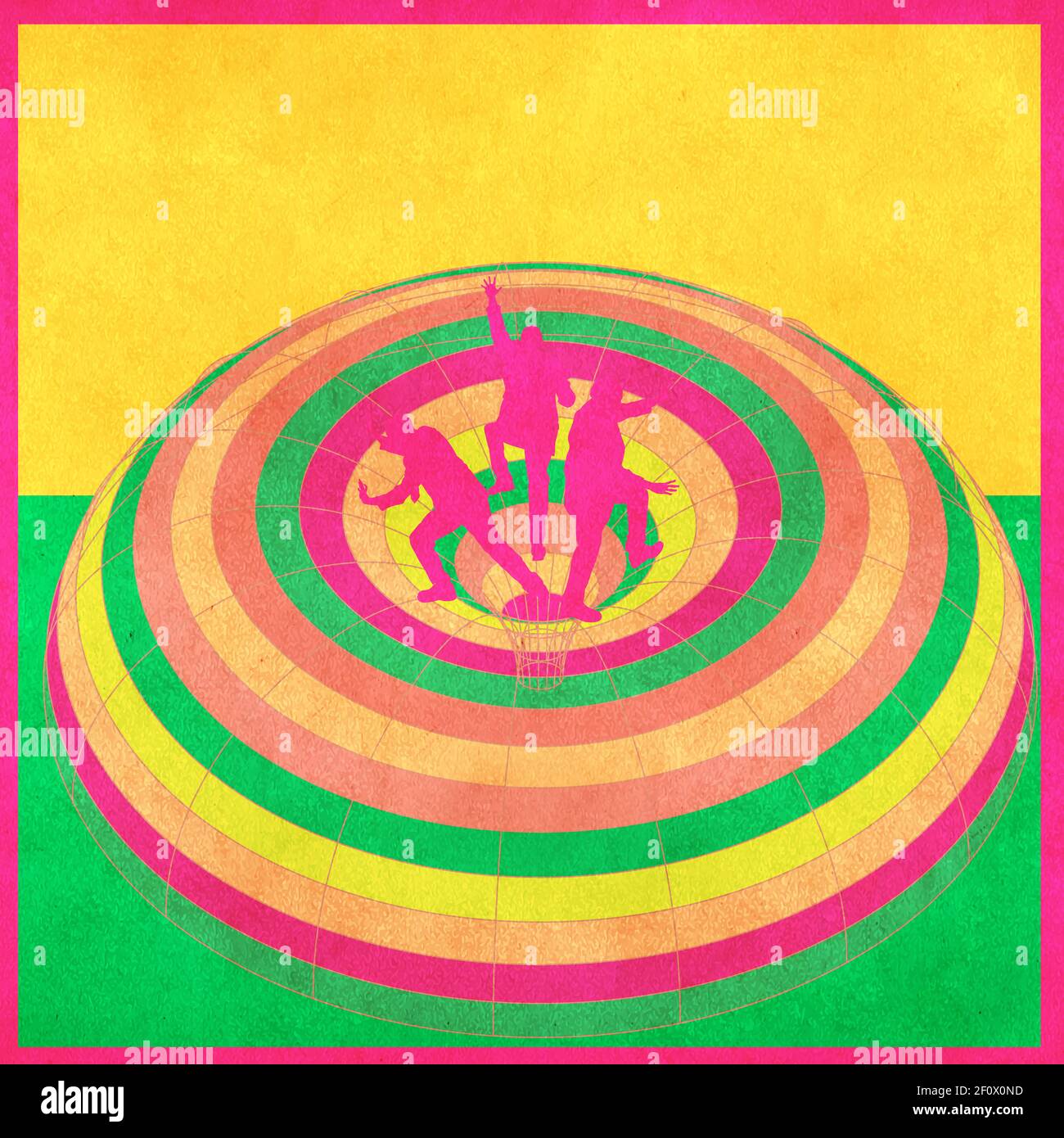 Vector and geometric digital illustration featuring a person, an animal ...