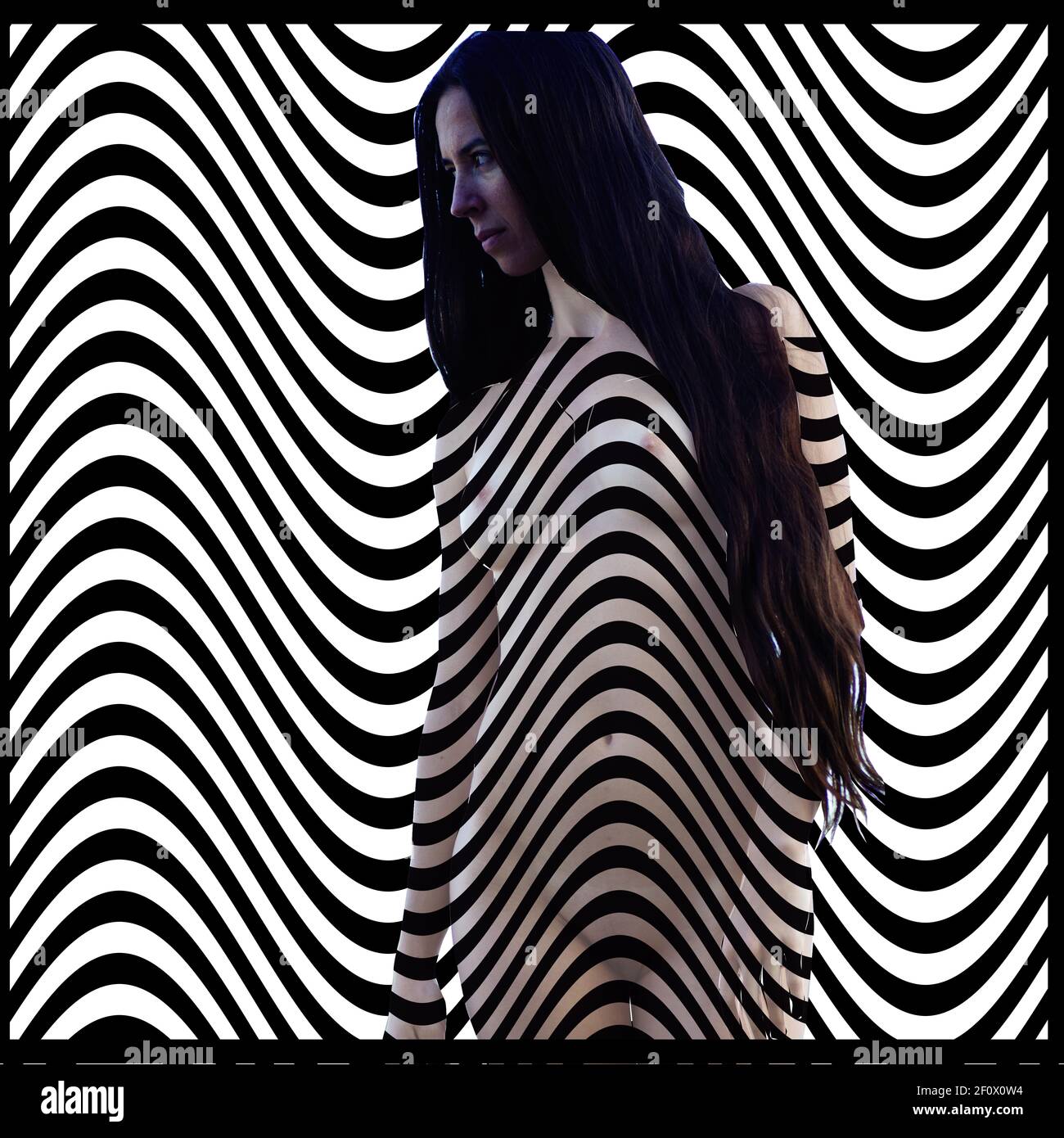 Vector and geometric digital illustration featuring a person, an animal ...