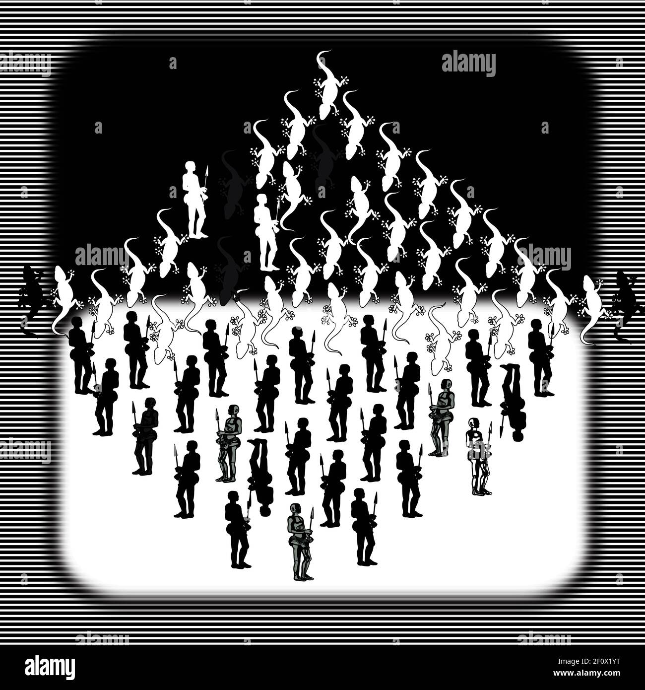 Vector digital illustration of a human or animal, in the technique of ...