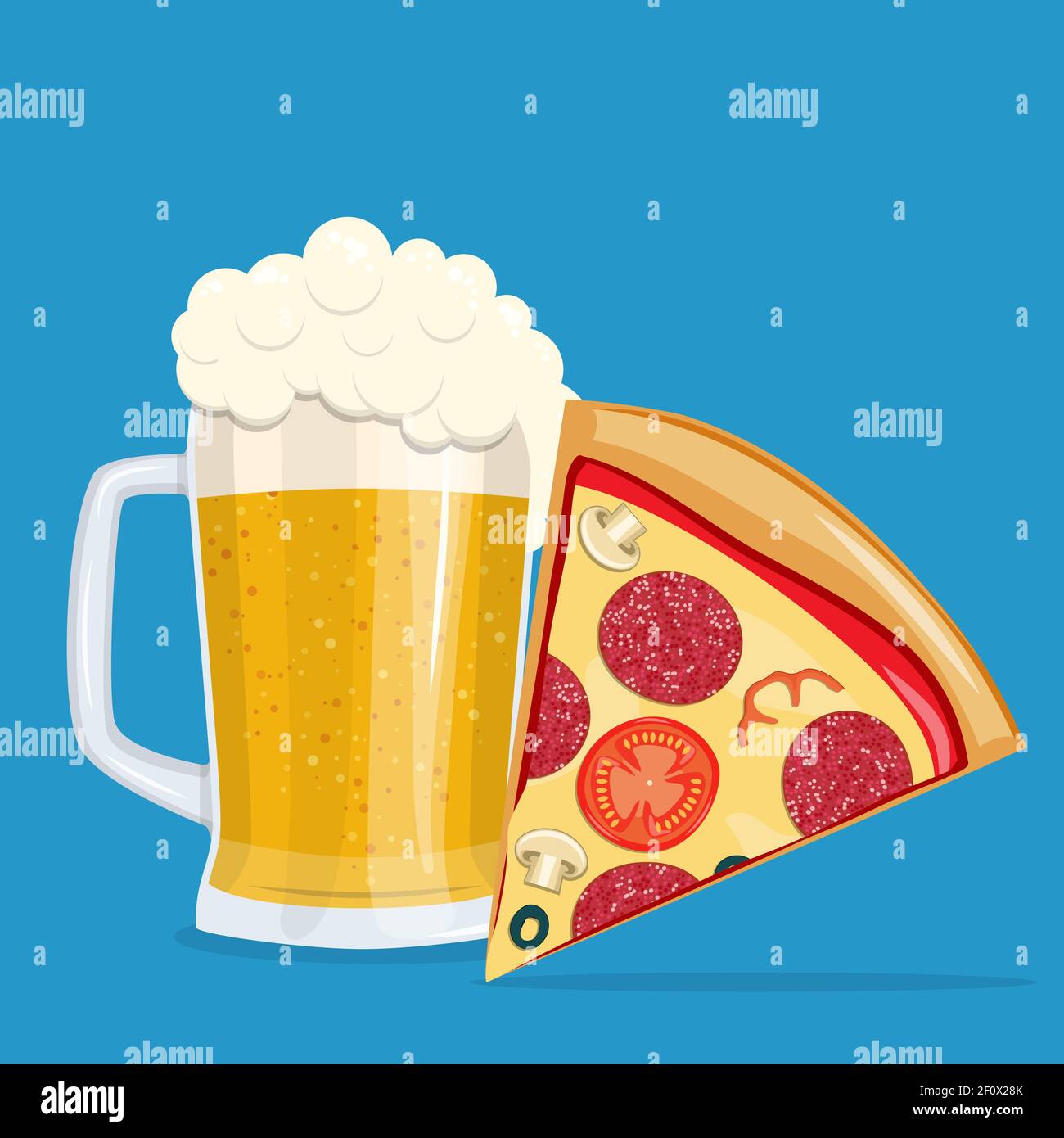 Pizza and beer silhouette Stock Vector Images - Alamy