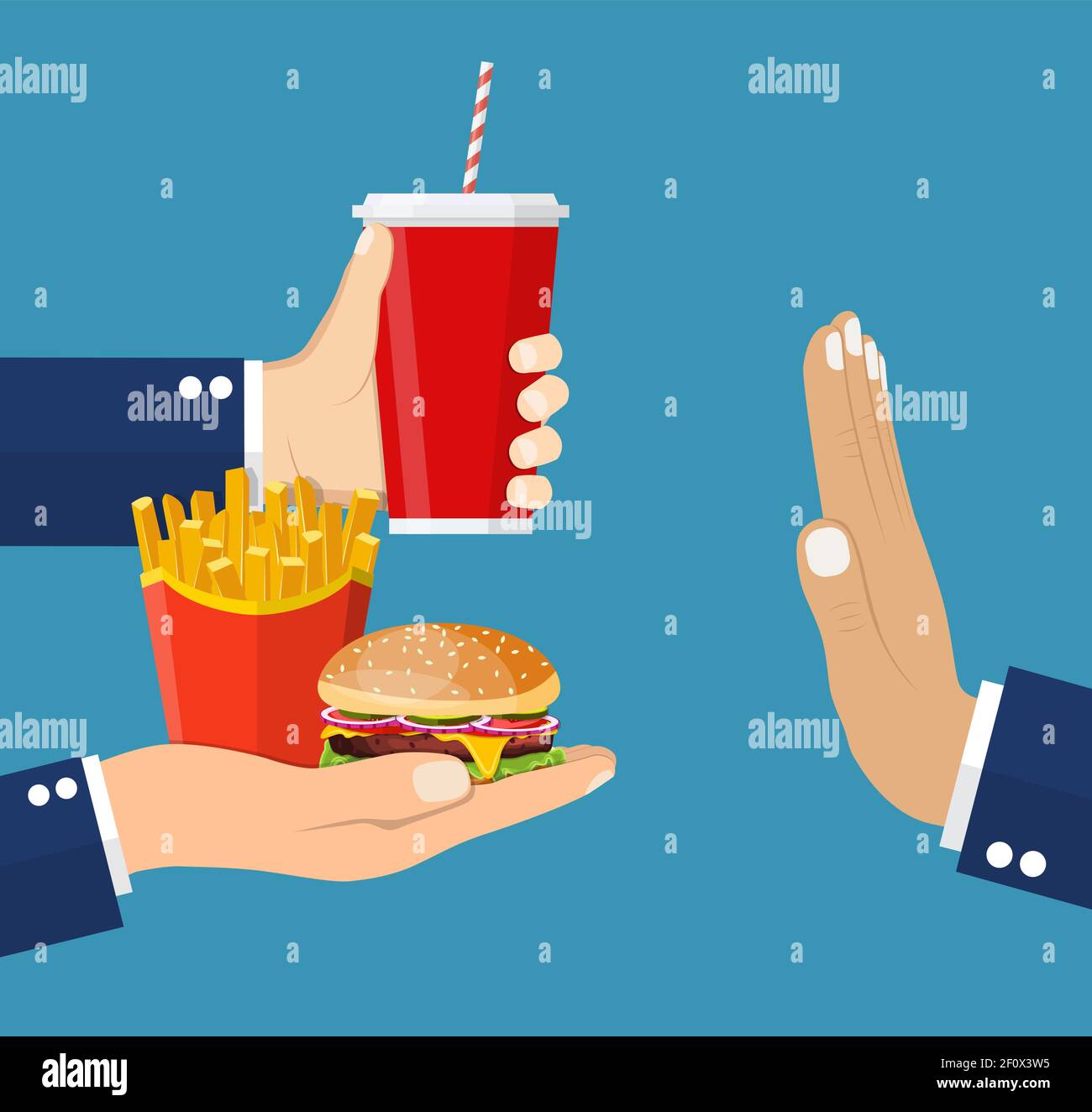 Stop fast food junk snacks concept Stock Vector Image & Art - Alamy