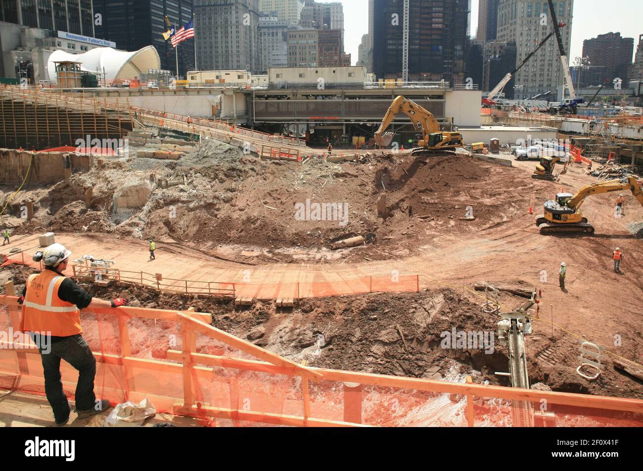 May 2008 - New York, NY - Construction workers at work on the World ...
