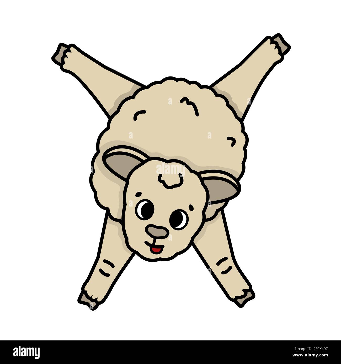 Vector happy farm isolated sheep stands on two front paws. Cute cartoon ...
