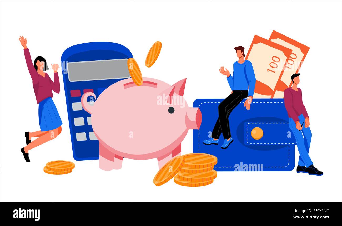 Money saving and bank accounting, budget management concept with ...