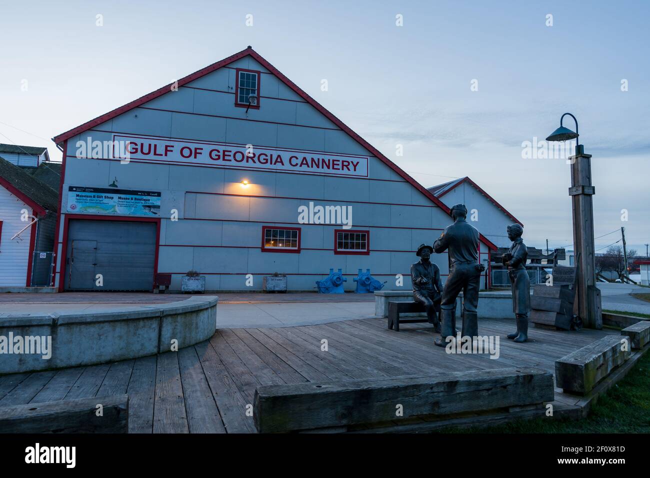 Gulf of Georgia Cannery National Historic Site in dusk. Richmond, BC ...