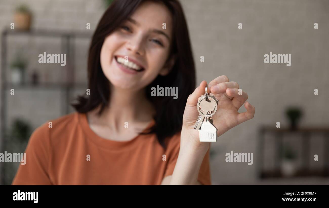 Happy teenager girl keys hi-res stock photography and images - Alamy