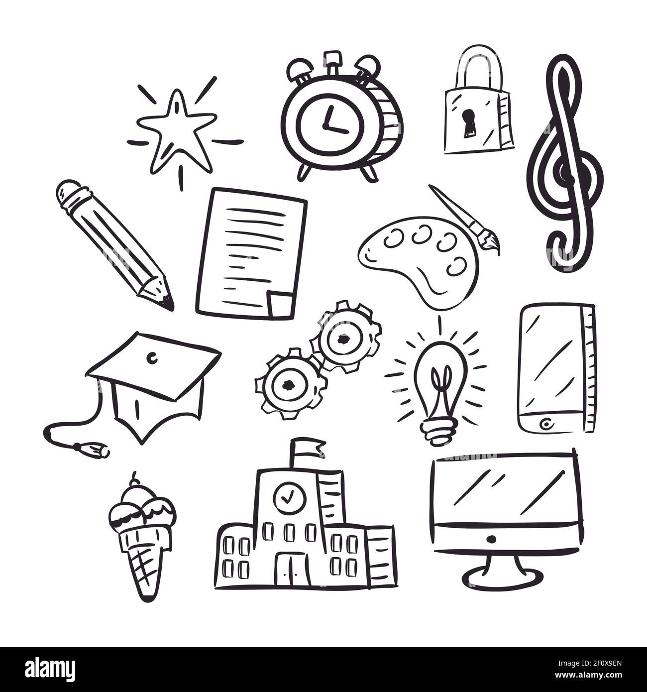 Doodle icons on white background Stock Vector Image & Art - Alamy