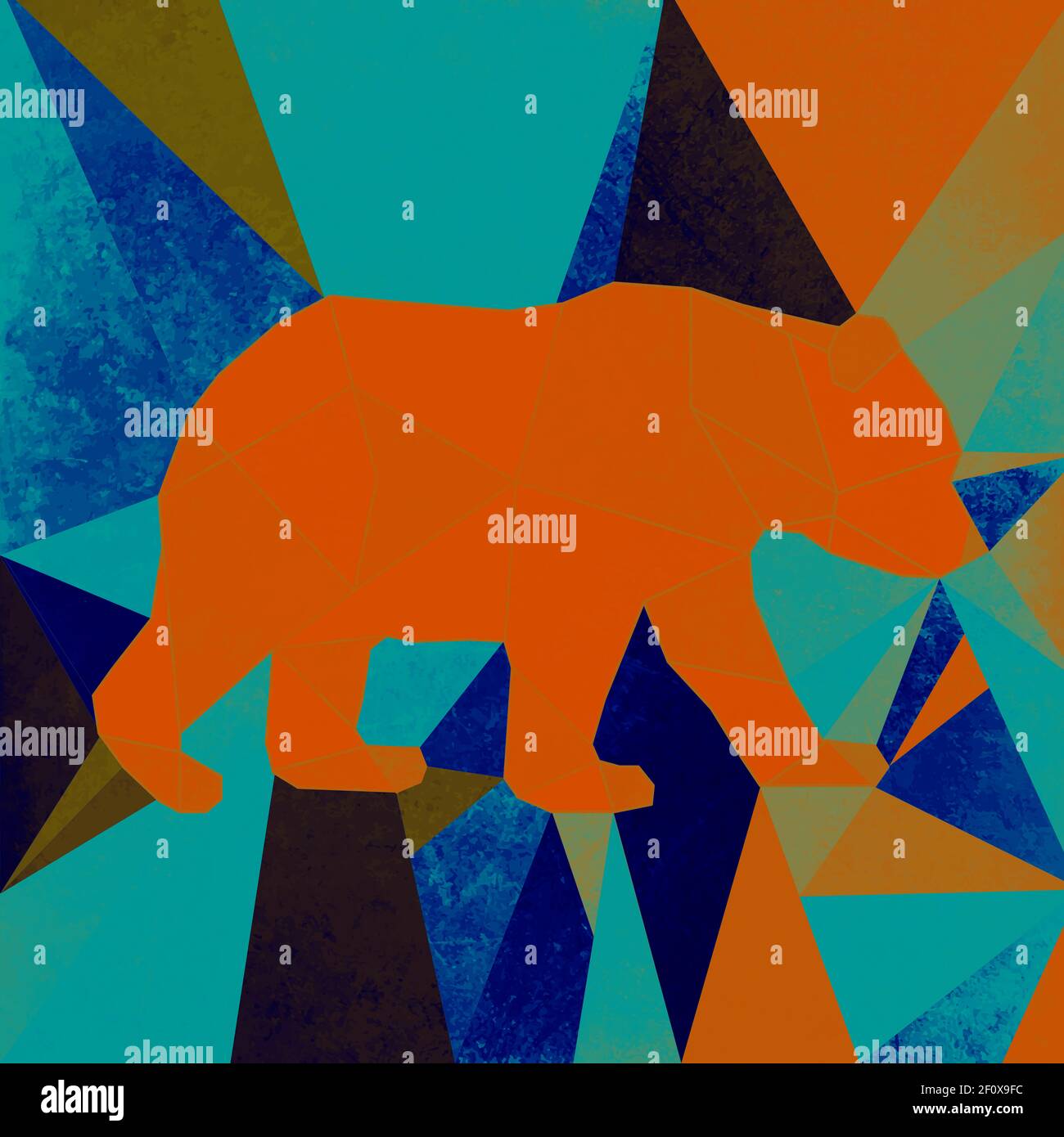 Graphic illustration work, made up of triangles only and showing an ...