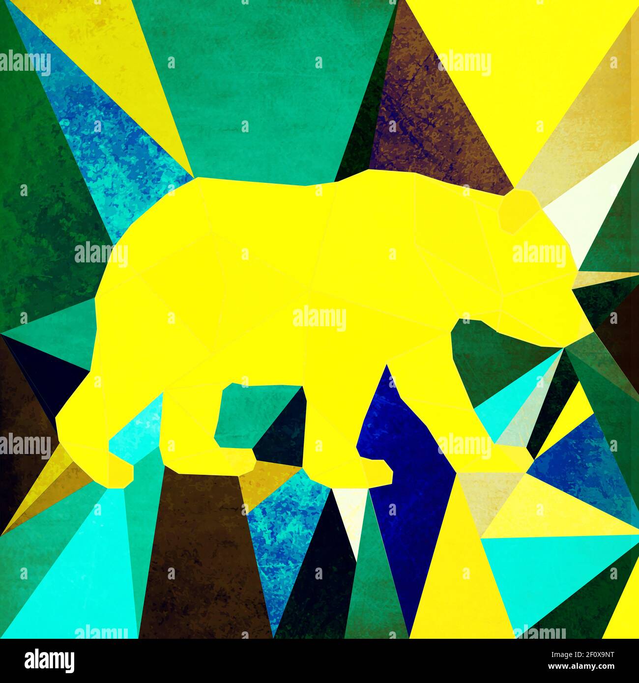 Graphic illustration work, made up of triangles only and showing an ...