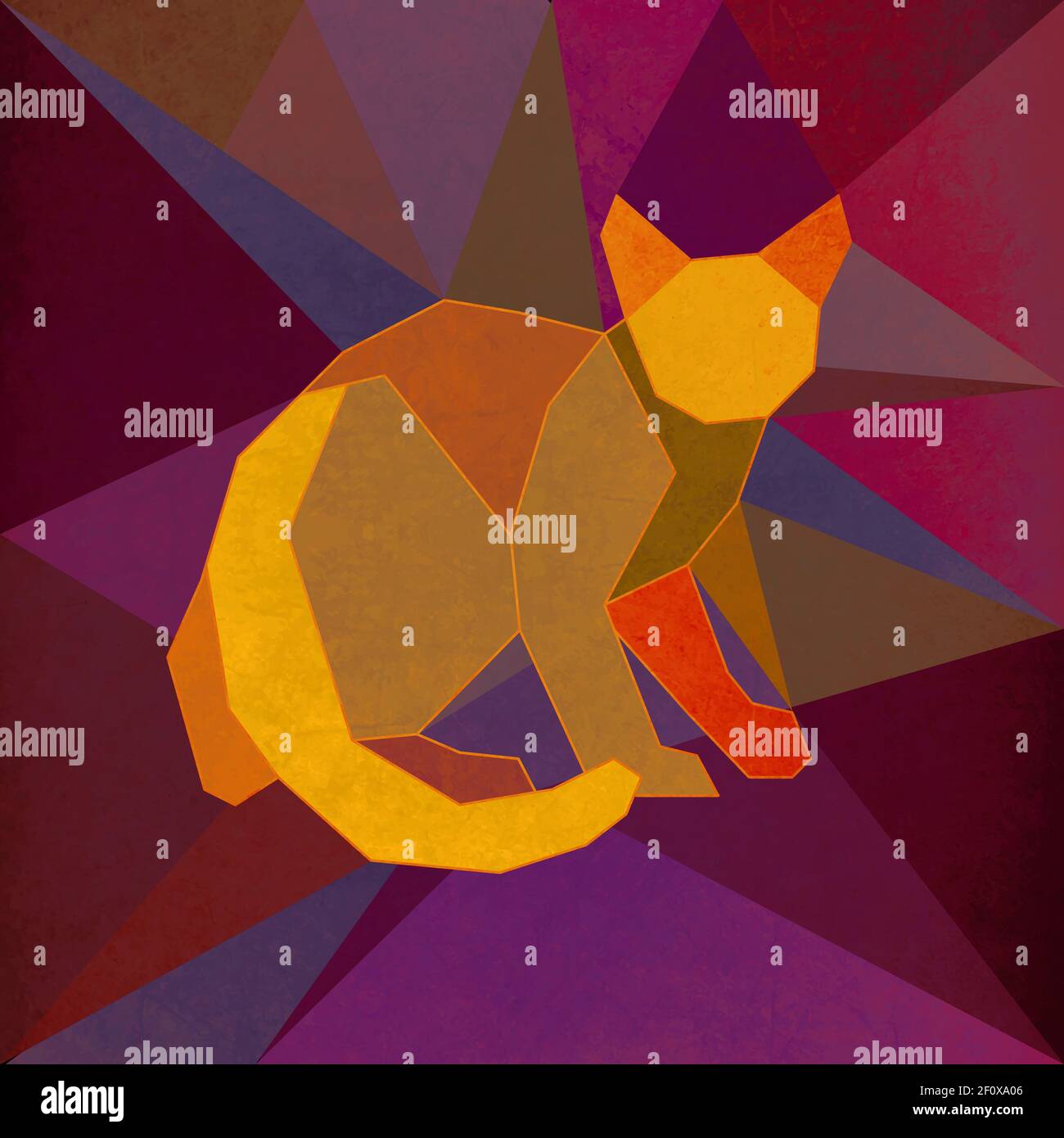Graphic illustration work, made up of triangles only and showing an ...
