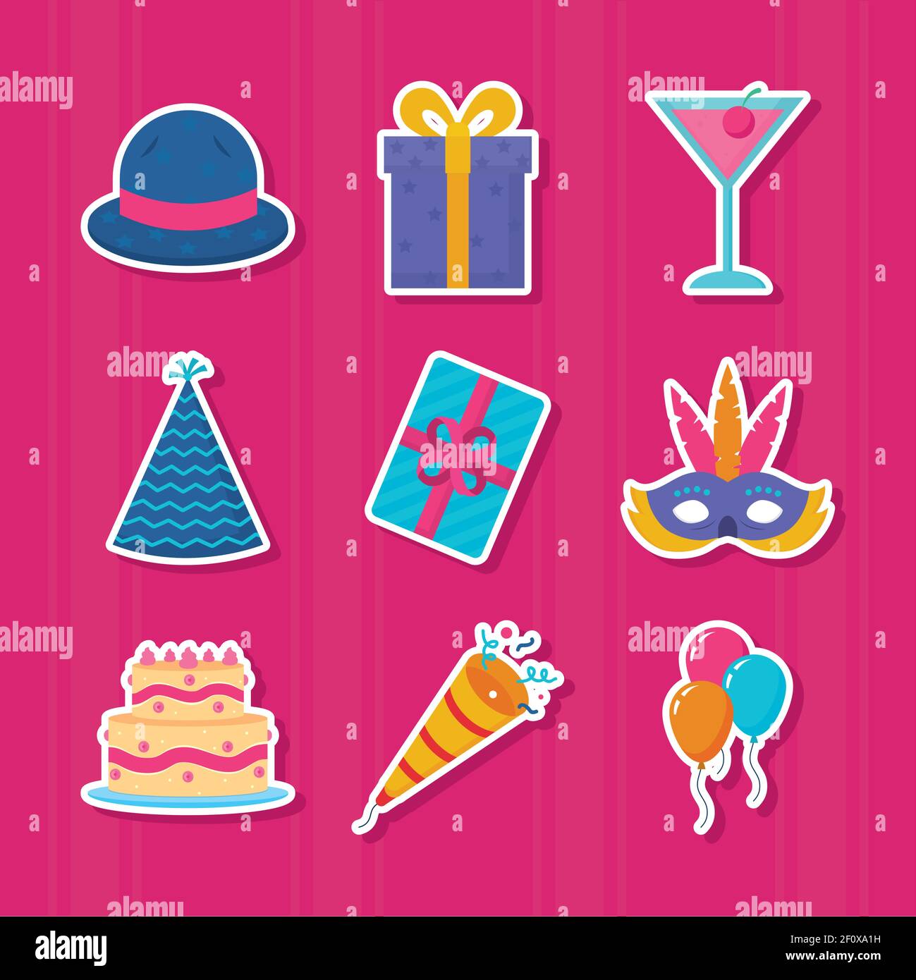 colorful birthday party icon set Stock Vector Image & Art - Alamy