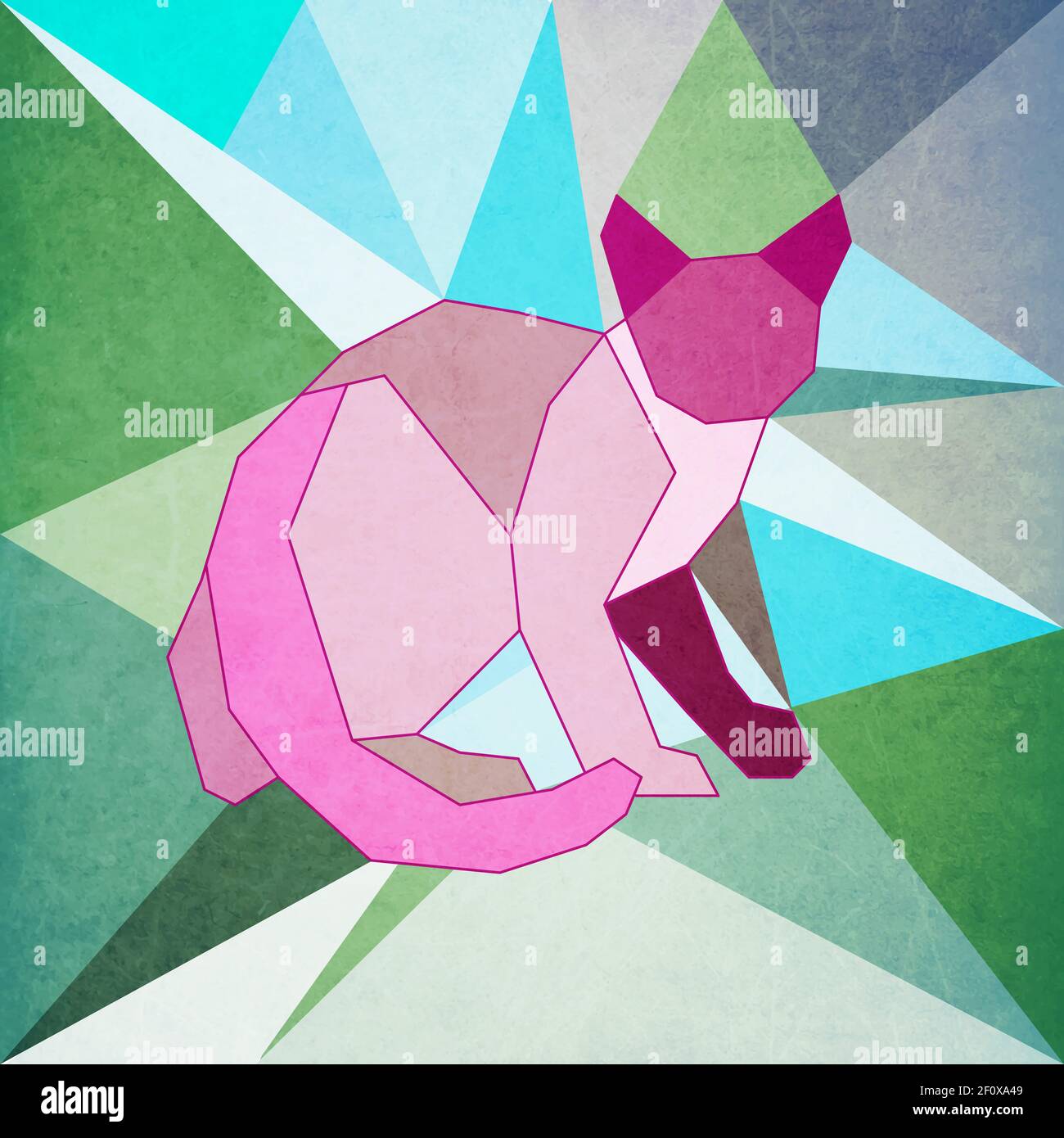 Graphic illustration work, made up of triangles only and showing an ...