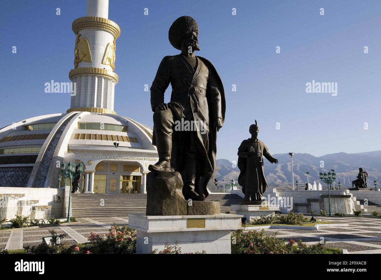 June 2008- Ashgabat, Turkmenistan- Statues of Turkmenistan's historical ...
