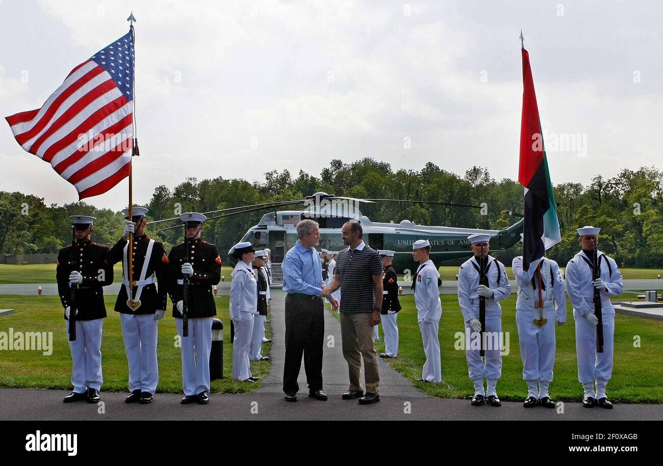 26 June 2008- Camp David, Maryland-U.S. President George W. Bush (L ...