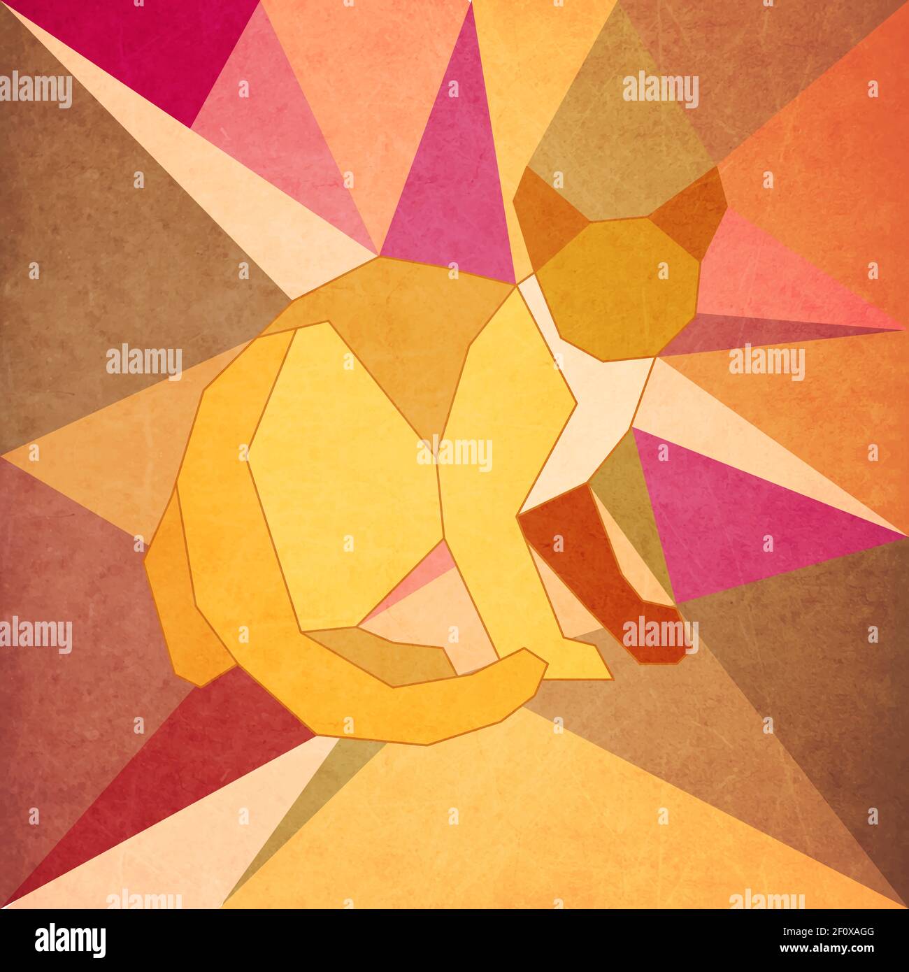 Graphic illustration work, made up of triangles only and showing an ...