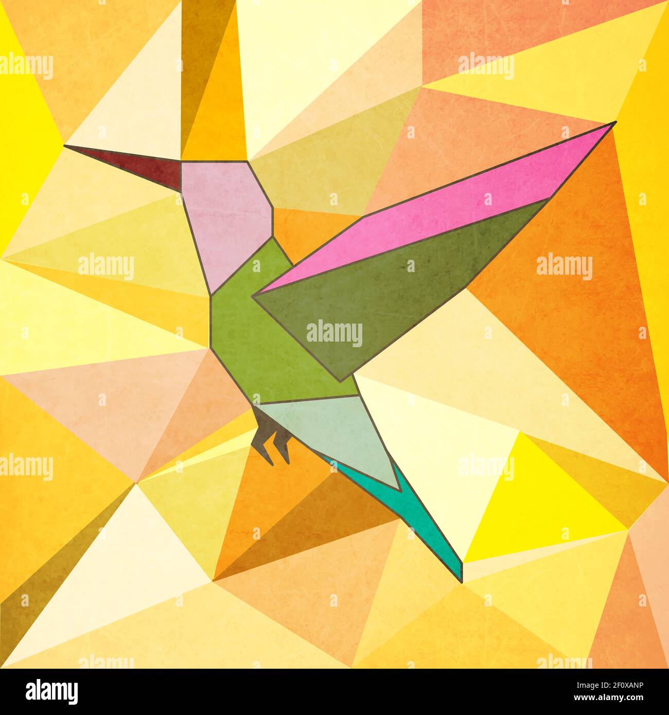 Graphic illustration work, made up of triangles only and showing an ...