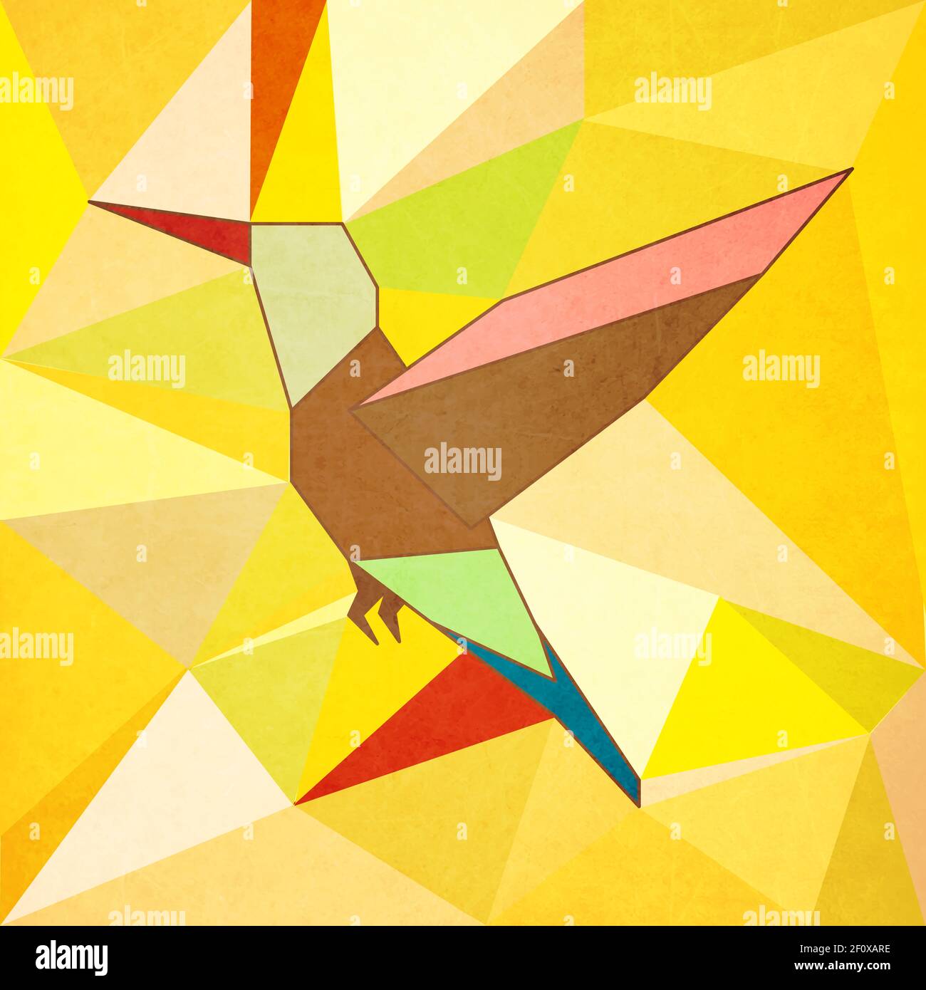 Graphic illustration work, made up of triangles only and showing an ...