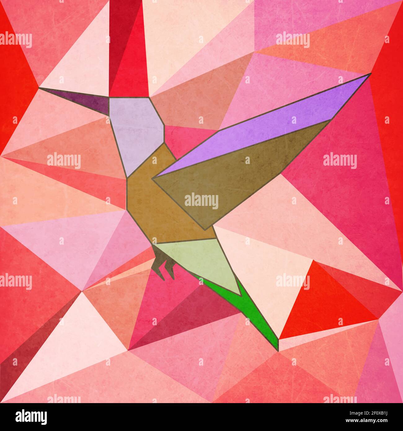 Graphic illustration work, made up of triangles only and showing an ...